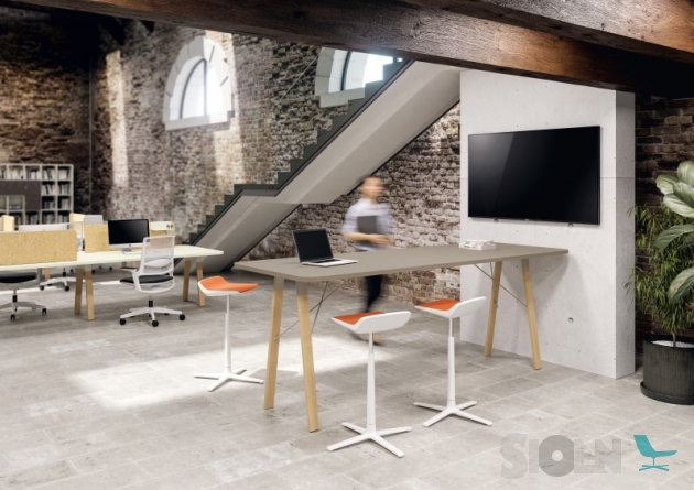 Alea - Atreo Wood - High Meeting Table - Rectangle - Sioen Furniture