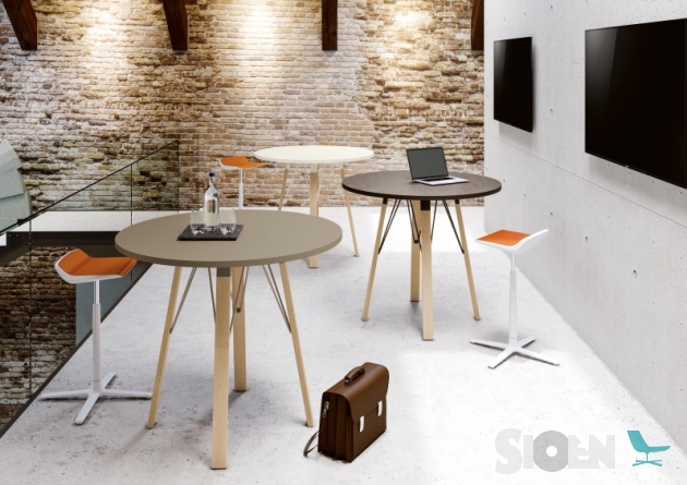 Alea - Atreo Wood - High Meeting Table - Round - Sioen Furniture